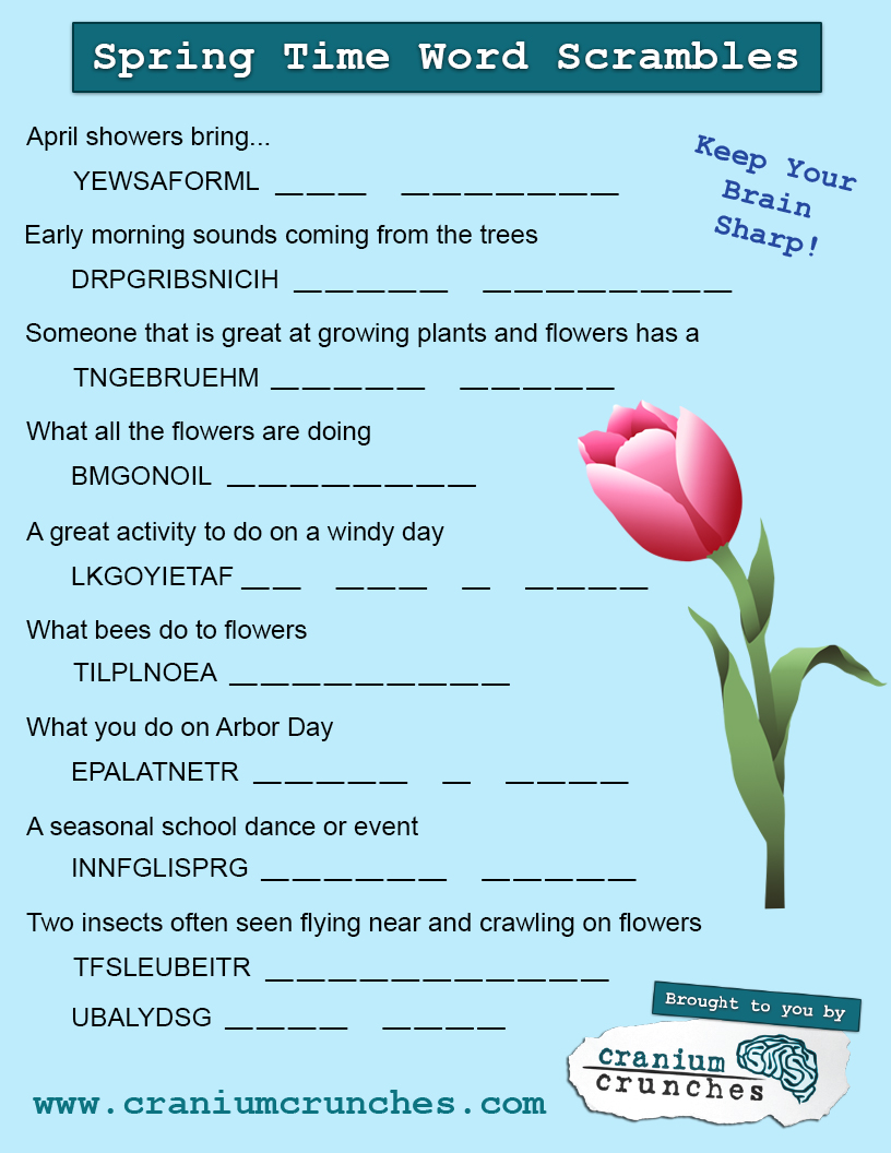 Wednesday s Words Spring Word Scramble Cranium Crunches Blog Wednesday s Words Spring Word Scramble Cranium Crunches Blog